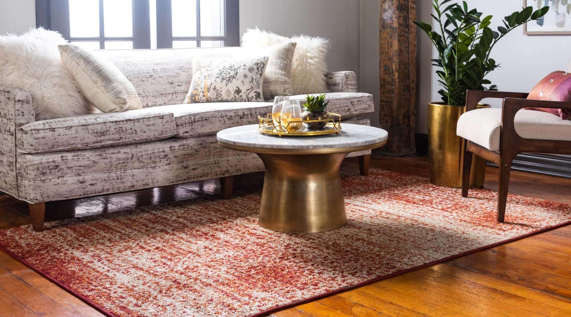 Unique Loom Autumn Collection Modern Contemporary Casual Abstract Area Rug (Terracotta/ Beige Rustic, 9 x 12 ft Rectangular)