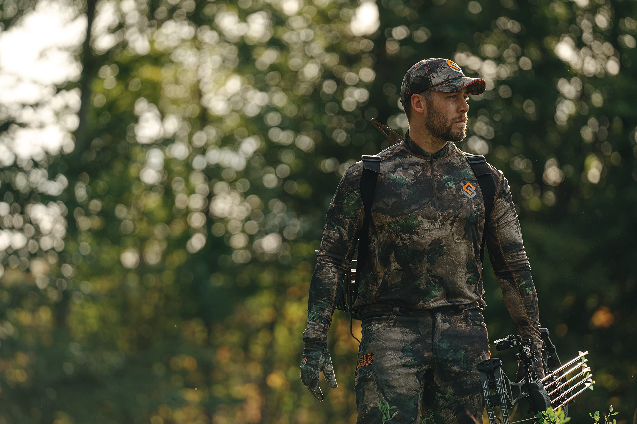 Featherweight Long Sleeve Lightweight Camo Hunting 1/4 Zip Shirt for Men (Mossy Oak Country DNA, X-Large)