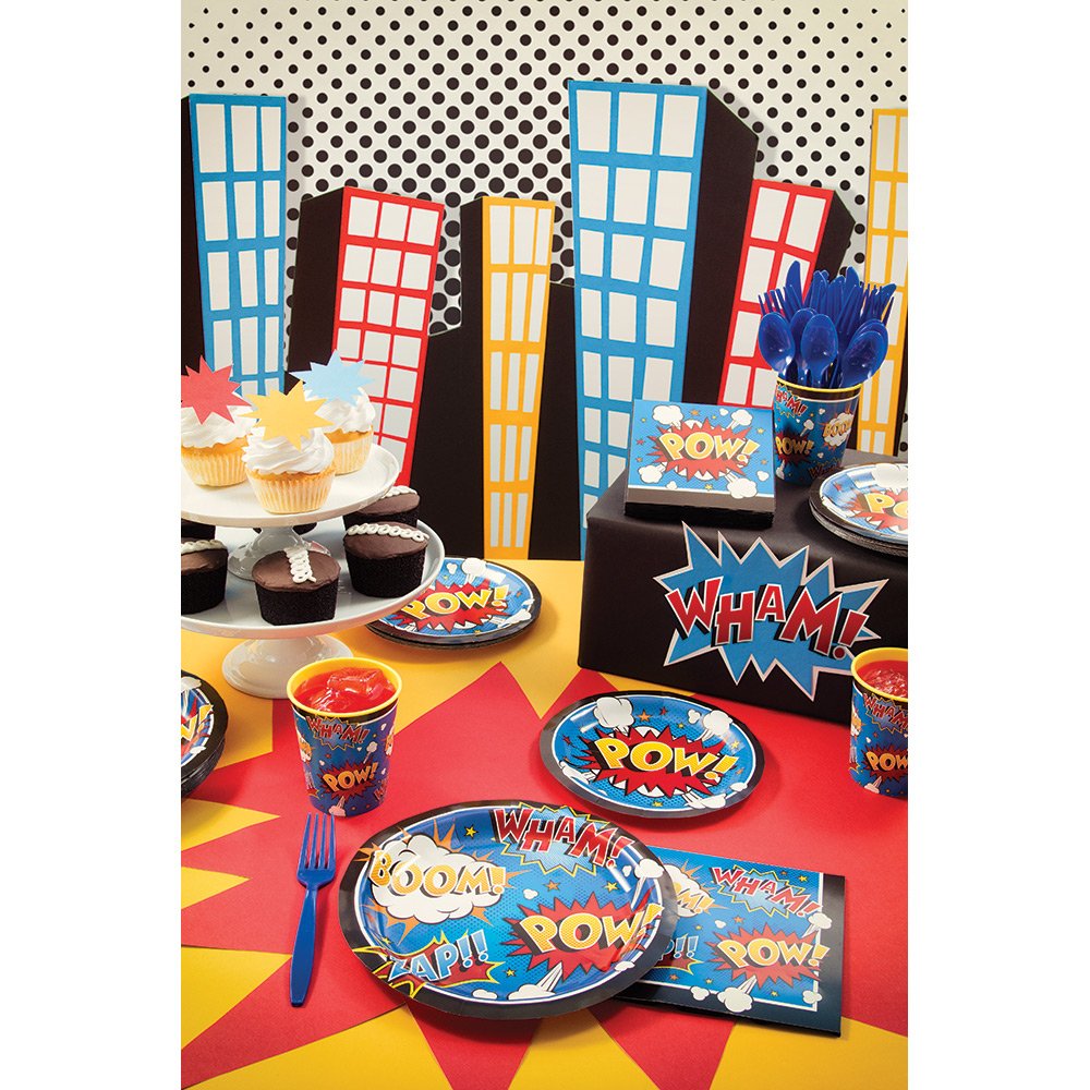 Creative Converting Border Print Plastic Tablecover, 48 x 88", Superhero (12-Count)