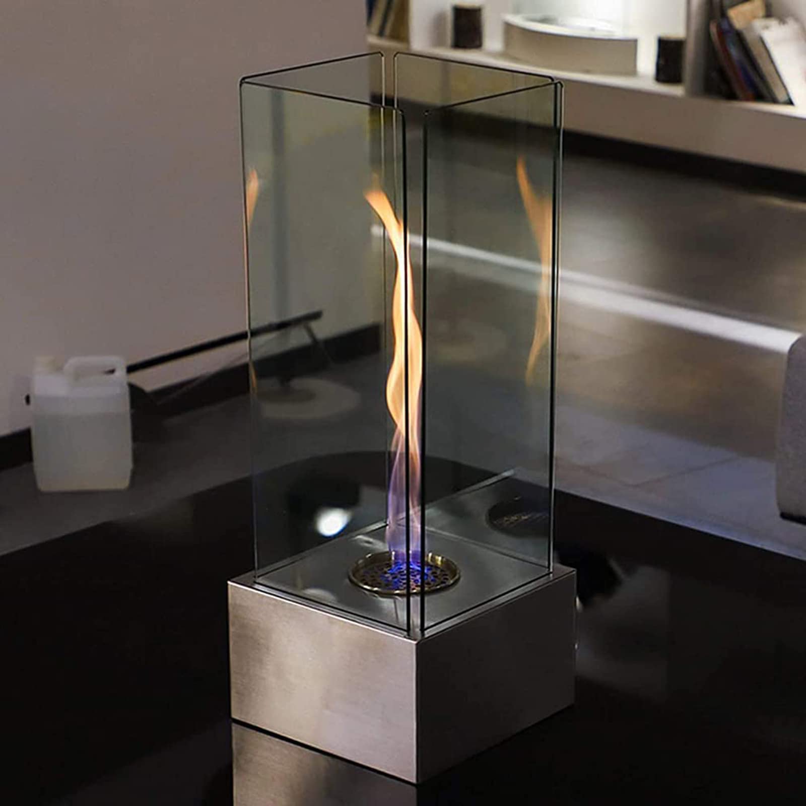 Exception Vertical Bio Ethanol Fireplace, Portable Fire Bowl, Freestanding Patio Fire Pit, for Indoor Outdoor Use