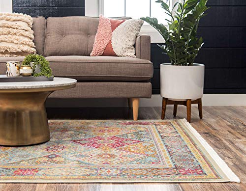 Unique Loom Baracoa Collection Area Rug - Marta (5' 5" x 8' Rectangle, Multi/ Burgundy)