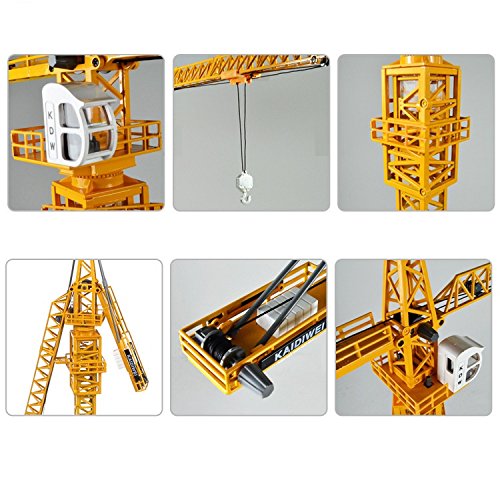Tipmant Large Size Alloy Die-cast Model Toy Diecast Tower Slewing Crane Truck Vehicle Miniature Car 1:50 Gift for Kids Height 20 inch