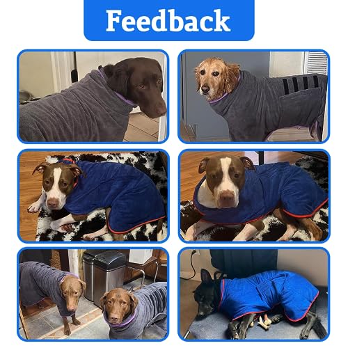 HhiMyOct Dog Drying Coat - Fast Drying Dog Towel Robe - Microfiber Dog Drying Bag Super Absorbent Pet Bathrobe, Adjustable Collar & Belly Strap Fast Drying Coat Pet Dog Cat Bath Robe Towel