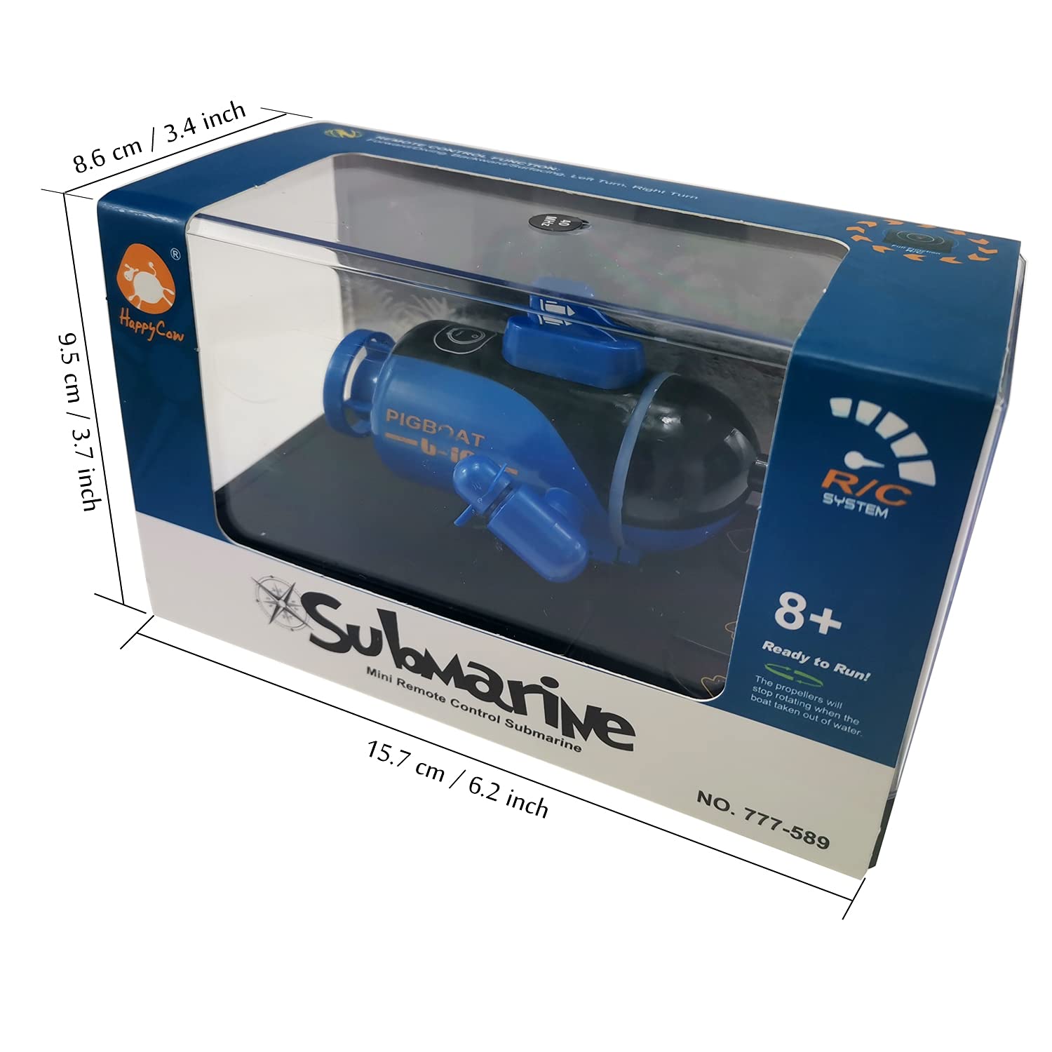 Tipmant Mini RC Submarines Toys Remote Control Boat Waterproof Diving Water Kids Gift (Blue)