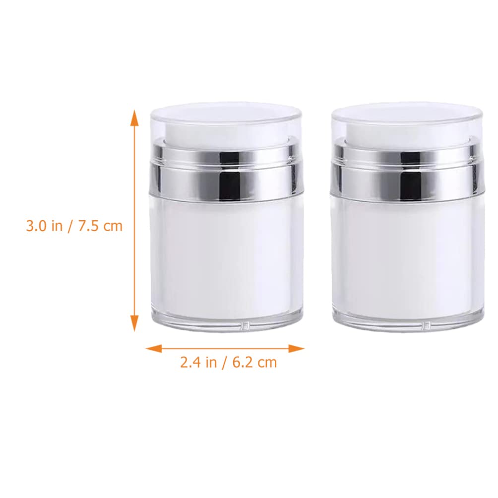 FRCOLOR Airless Pump Bottle 2pcs 50ML Empty Airless Pump Bottles Refillable Vacuum Press Face Cream Jars Lotion Foundation Cosmetic Container Lotion Box for Makeup Lotion Cream Jar Vacuum Bottle