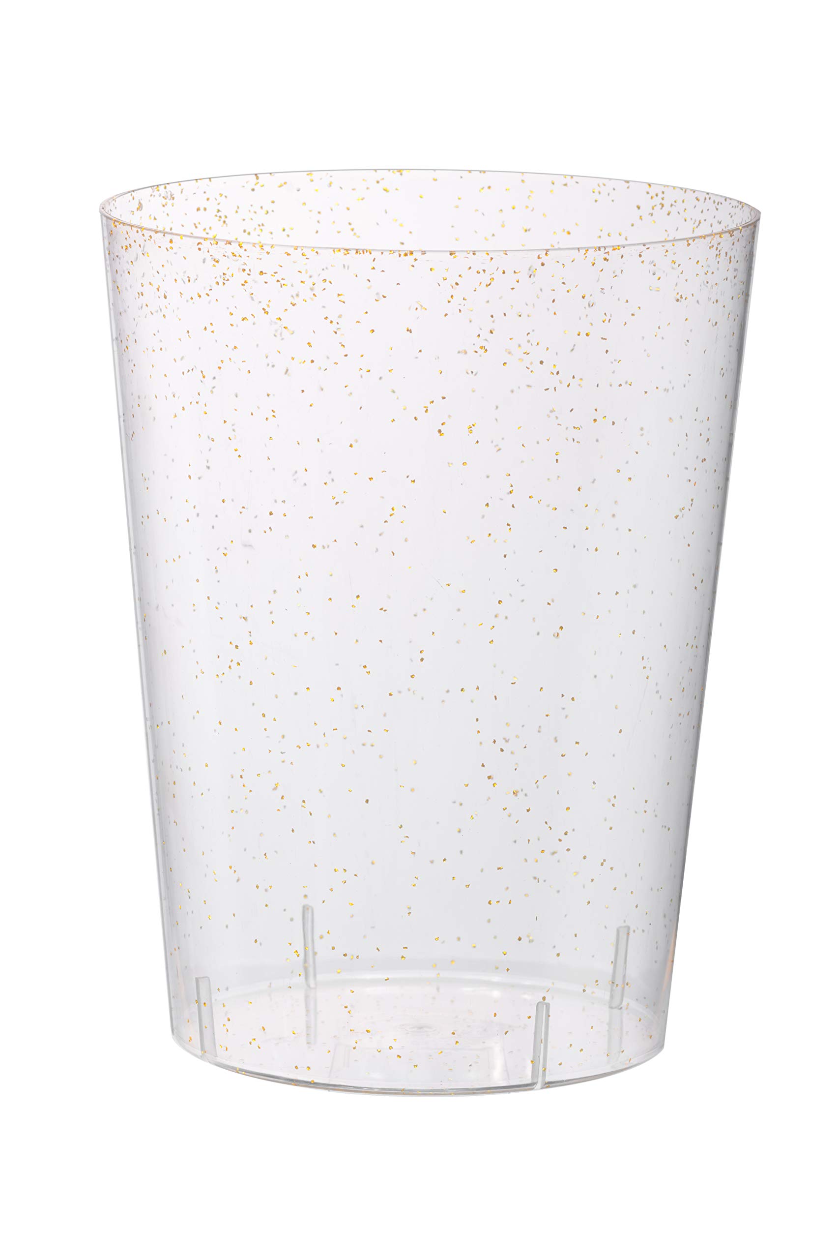 Exquisite 6 Pack Of 96 Ounce Disposable Gold Glitter Clear Plastic Ice Bucket For Parties - Good As One Large Champagne Chiller Or Classic Wine Bottle Chiller