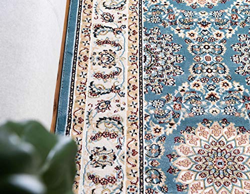 Unique Loom Narenj Collection Classic Traditional Textured Pattern Design Area Rug, 8' x 10' Rectangle, Blue/Beige