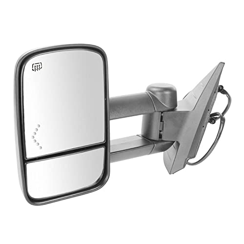 Heated Signal Telescoping Tow Mirror for Left Driver LH Side For 2007-2013 Chevrolet Silverado 1500 GMC Sierra 1500 For 2007-2014 GMC Sierra 2500 HD 3500 HD Chevrolet Silverado 2500 HD 3500 HD