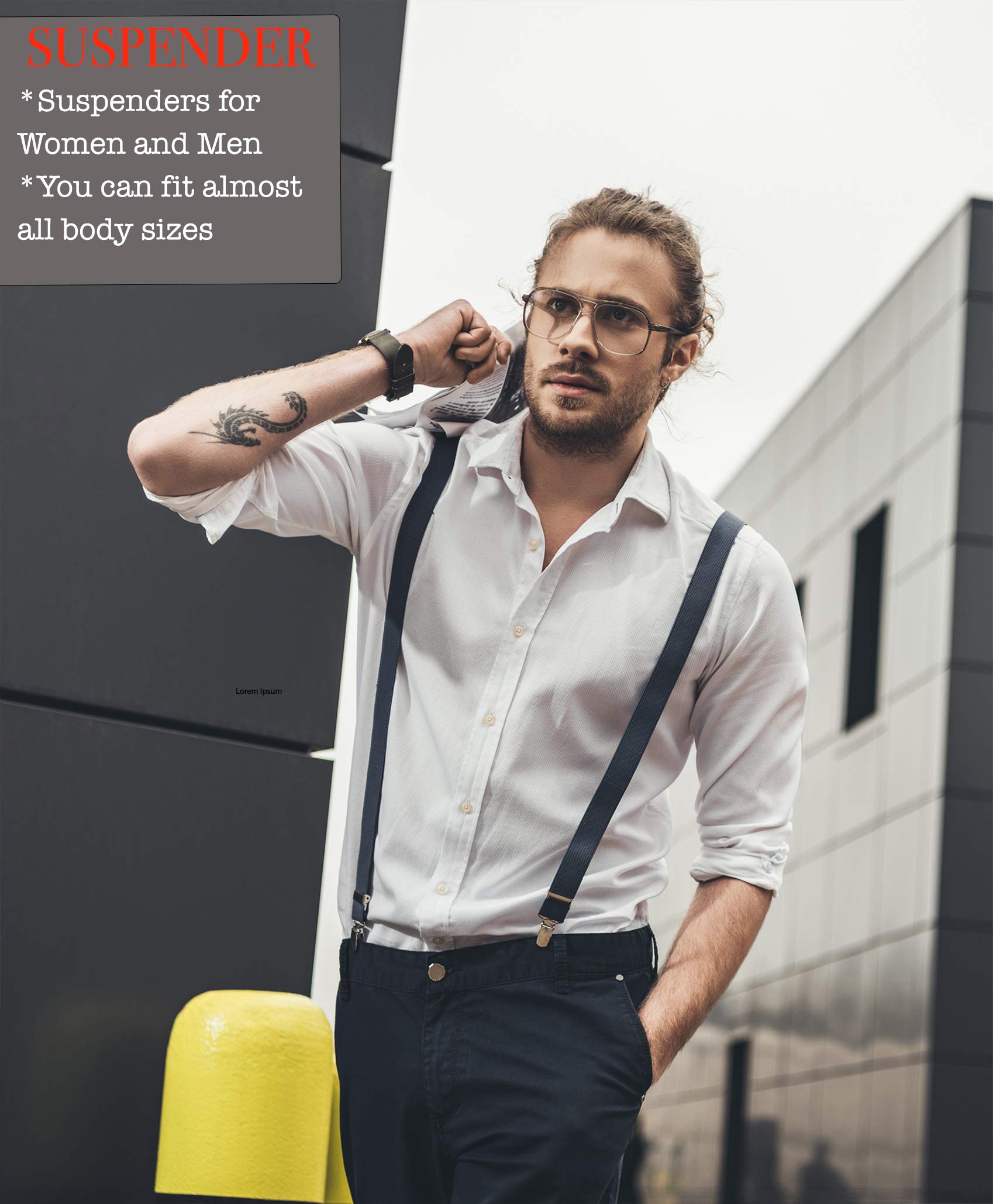 Consumable Depot Solid Color Suspenders Y-Back | Adjustable and Elastic | (Black)