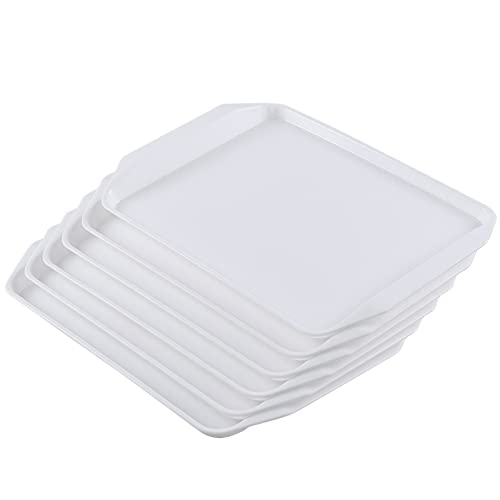 Jekiyo White Rectangular Plastic Fast Food Serving Tray, Set of 6