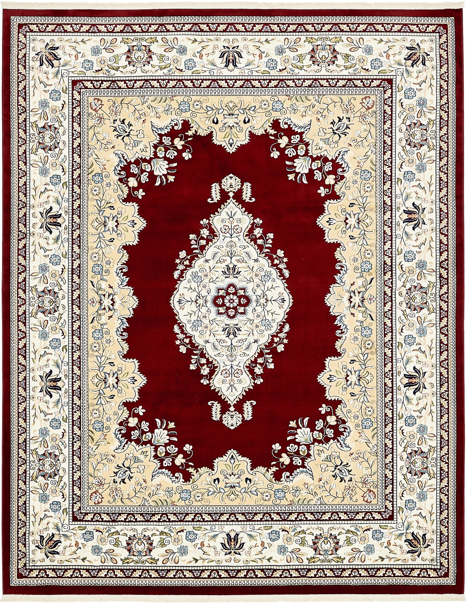 Unique Loom Narenj Collection Classic Traditional Medallion Textured Design Area Rug, 8' x 10' Rectangle, Burgundy/Blue