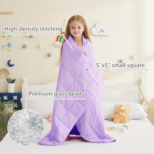 L'AGRATY Weighted Blanket - 40"x60" 7lbs Cooling Breathable Weighted Heavy Blanket Microfiber Material with Glass Beads Small Blanket for All-Season Summer Fall Winter Soft Thick Blanket