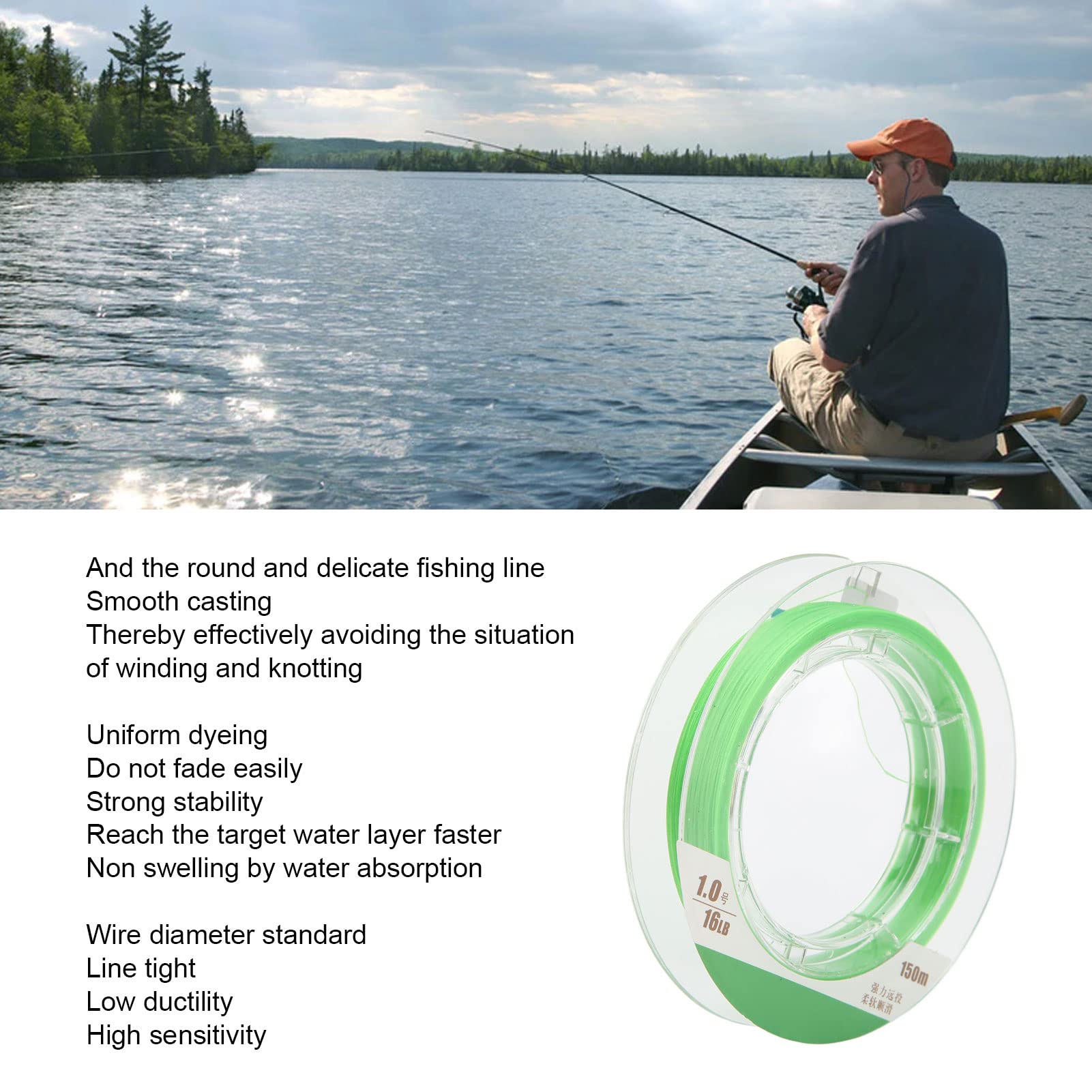 Fishing Braid Wire Shot Small Diameter Strong Pull Fishing Line Soft Wear Resistant (1.0#)