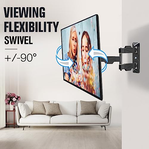 Mounting Dream TV Wall Mount for Most 26-55" TVs, TV Mount Full Motion with Swivel Articulating Arm, Perfect Center Design Wall Mount TV Bracket, up to VESA 400x400mm and 77 lbs Loading MD2418-MX