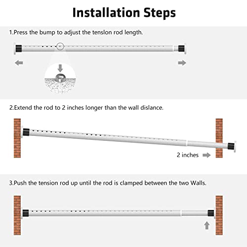 STARTOSTAR Adjustable Closet Rod 28 to 41 Inch, Tension Rods No Drilling for Hanging Clothes, Wardrobes, Shoe Cabinets, Curtain