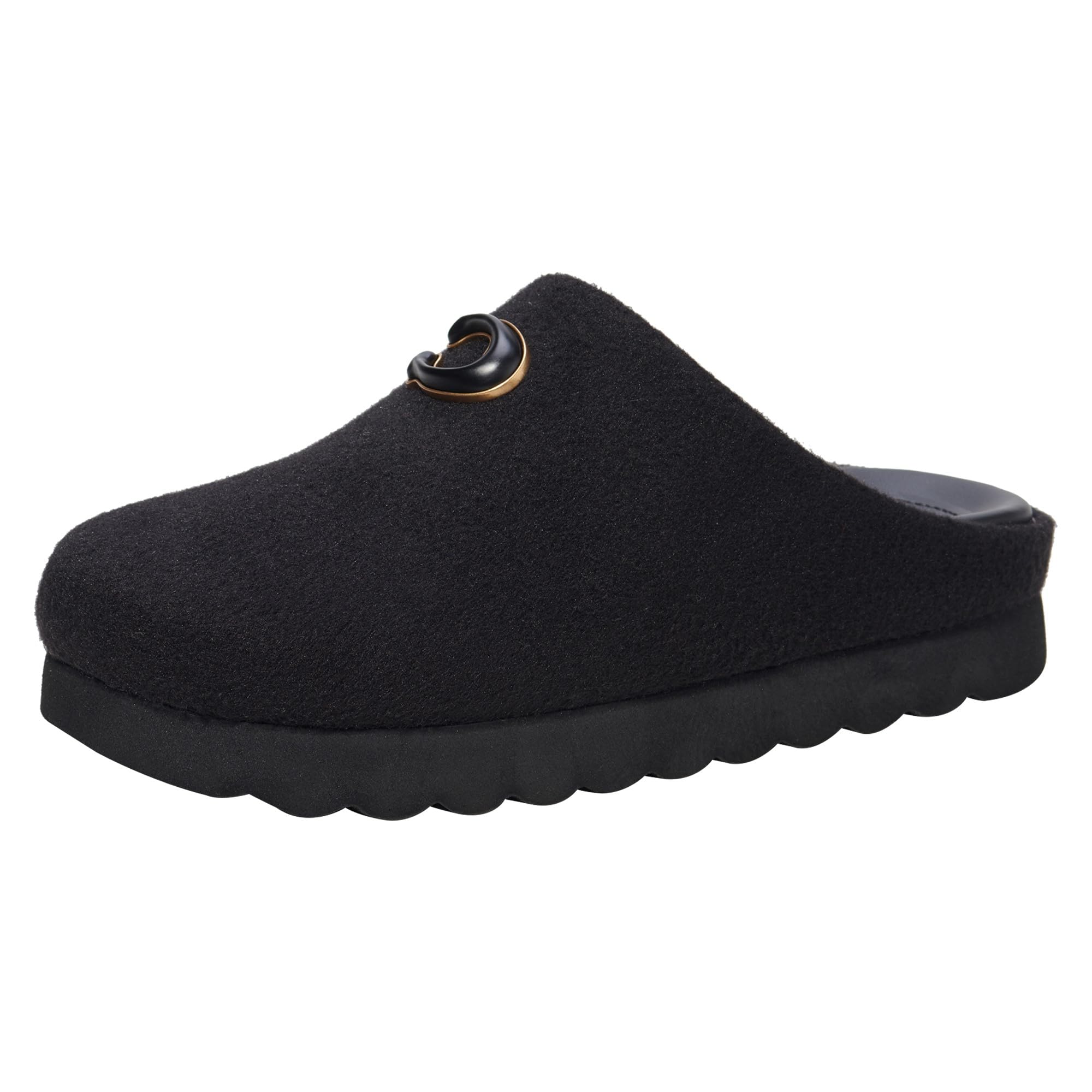 Coach Women's Hadley Felt Slipper, Black, 8
