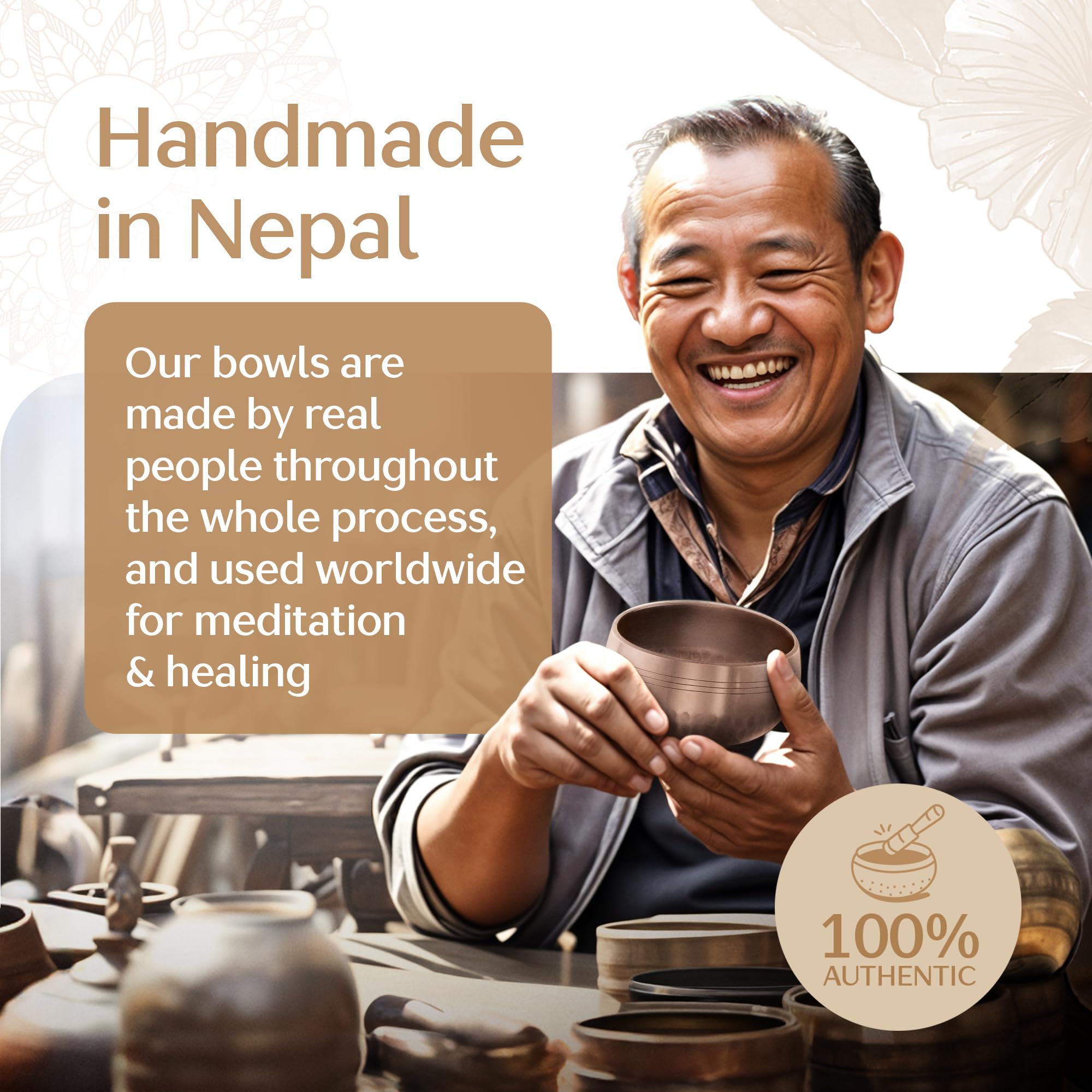 Tibetan Singing Bowl Set β Authentic Hand-Tuned Sound Bowl for Meditation β Complete Meditation Bowl Kit with Cushion, Mallet & Guide β Perfect Tibetan Bell for Yoga, Relaxation, & Sound Healing