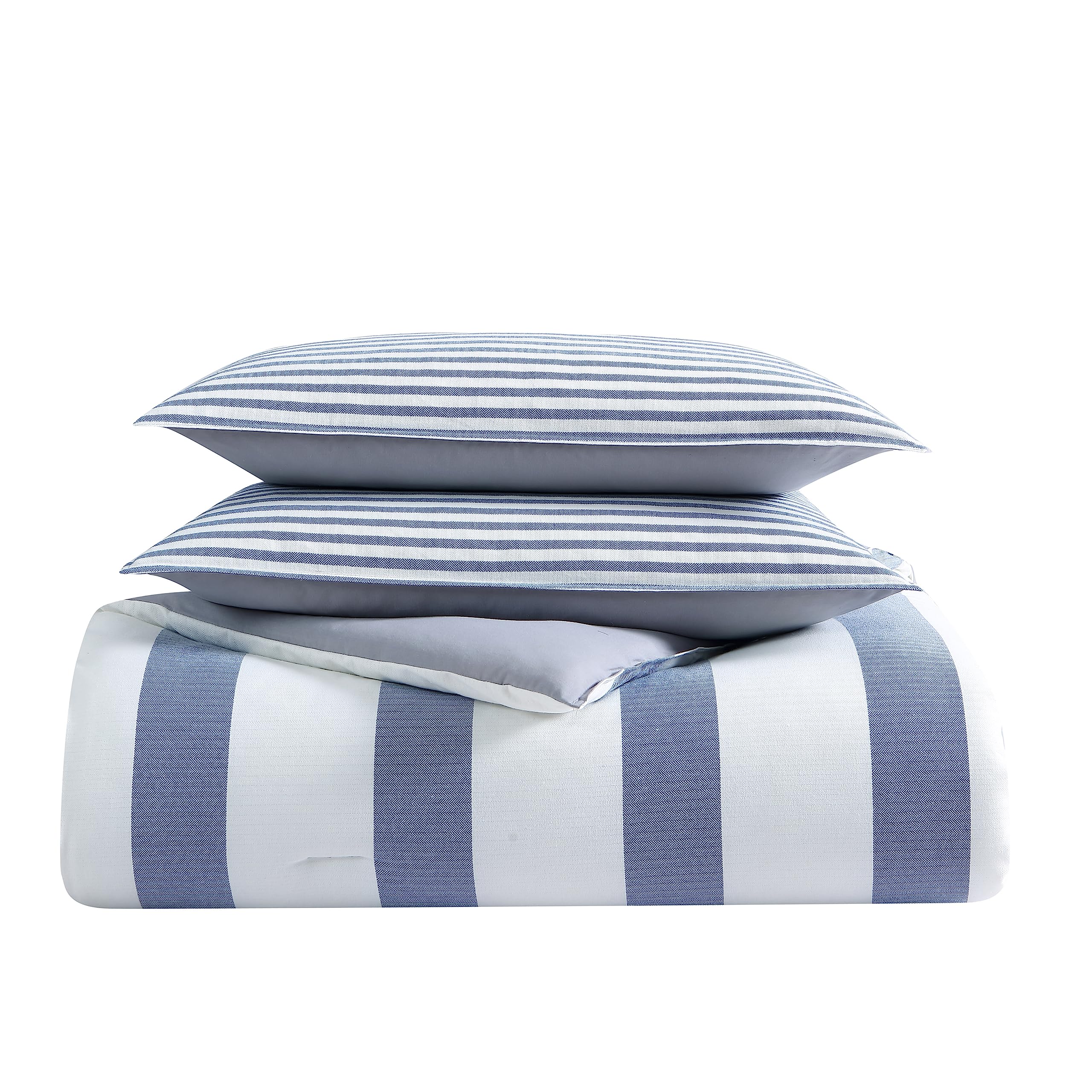 Nautica - Queen Duvet Cover Set, Cotton Reversible Bedding with Matching Shams, Mediterranean Inspired Home Decor for All Seasons (Fairwater Blue, Queen)