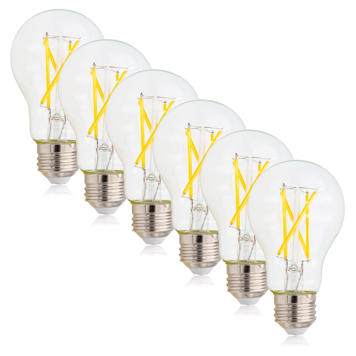 Maxxima Clear A19 LED Filament Light Bulb - 800 Lumens, Dimmable Edison Style, 60 Watt Equivalent, 8.5 Watt LED, 2700K Soft White, Vintage Style Bulb, Ideal for Home, Restaurant, Bar - 6 Pack