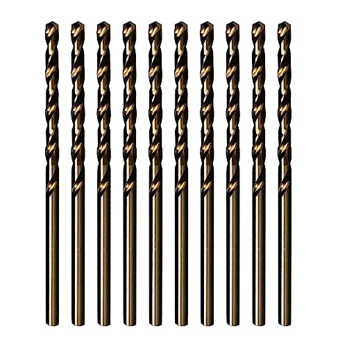 STROTON (3/32 Inch, Pack of 10) M35 5% Cobalt Twist Drill Bit Set for Hard Metal, Steel, and Stainless Steel