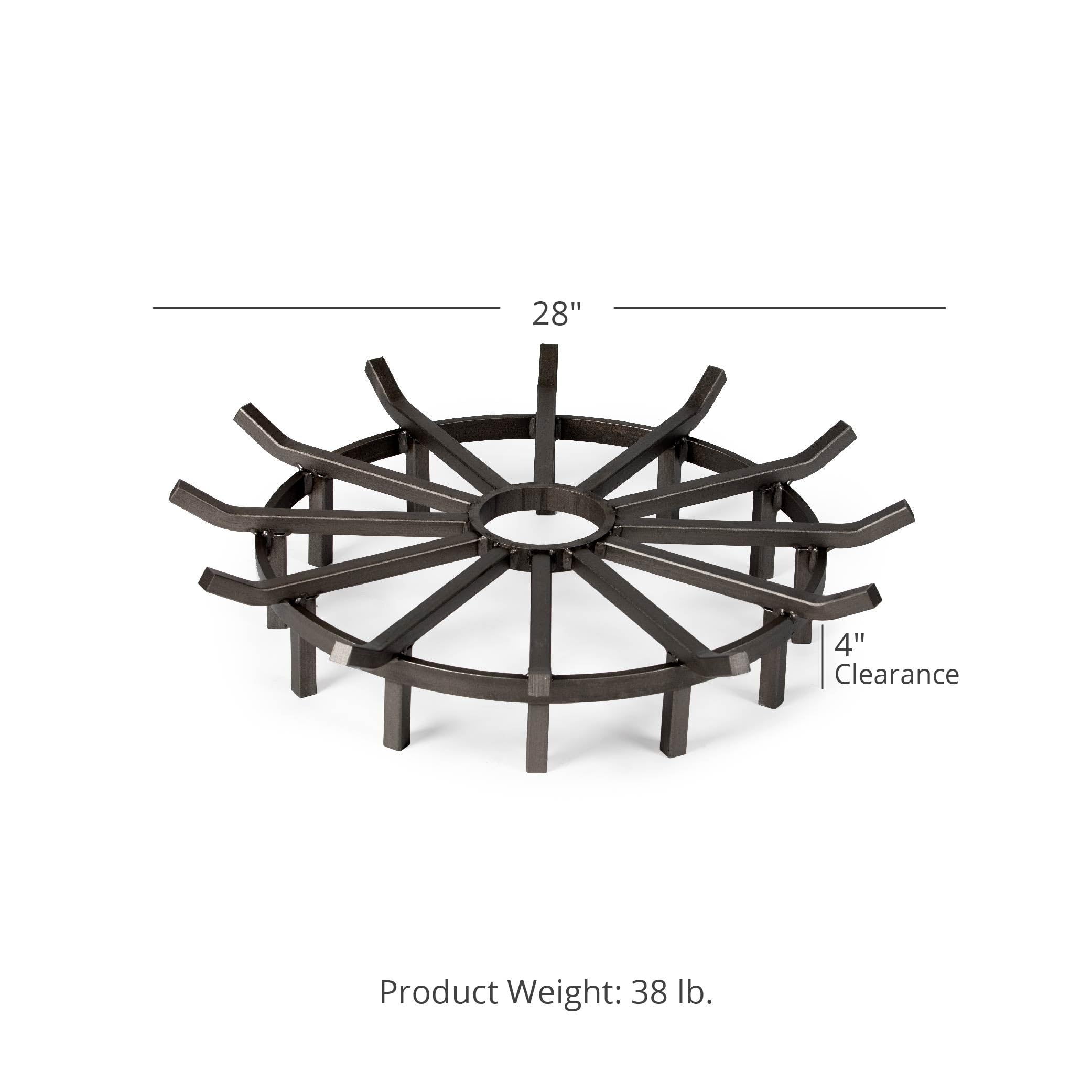 Titan Great Outdoors 24" Wagon Wheel Fire Grate, Decorative Wood Burning Lifted Grate Pit