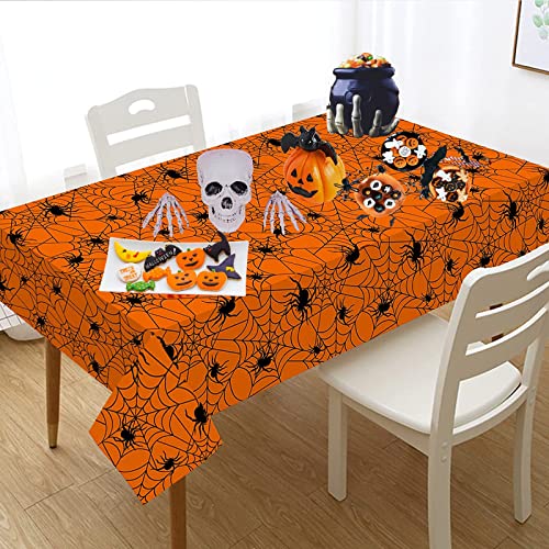 UOMNICUE Christmas Tablecloth 54 X 108Inch,Disposable Plastic Red White Christmas Trees Snowflakes Table Cover Christmas Theme Tablecloth for Christmas Holiday Party Decorations (3, Spider Web)