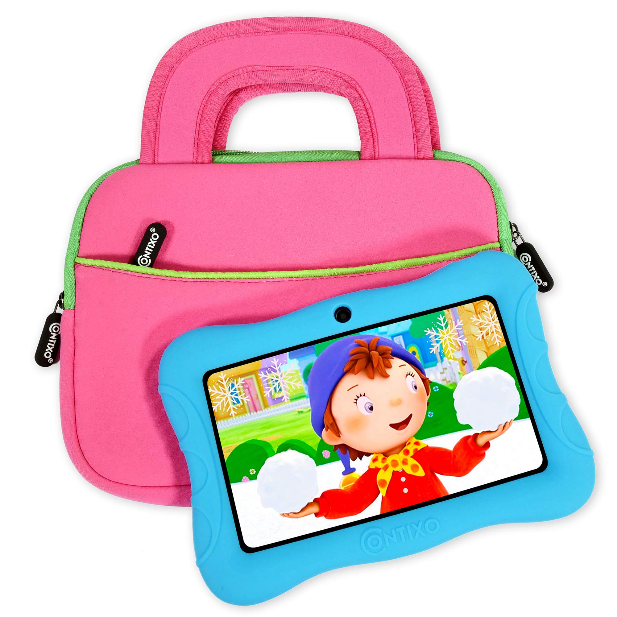 Contixo 7" Tablet Sleeve Bag Good for Contixo V8/V9 Kids Tablet, Dragon Touch Y88X Pro/Y88X/M7 Kids Tablet, iPad Mini 4 3 2 1, Galaxy Tab A 8.0, Amazon Fire 7’’ and 8’’with Accessory Pocket (Pink)