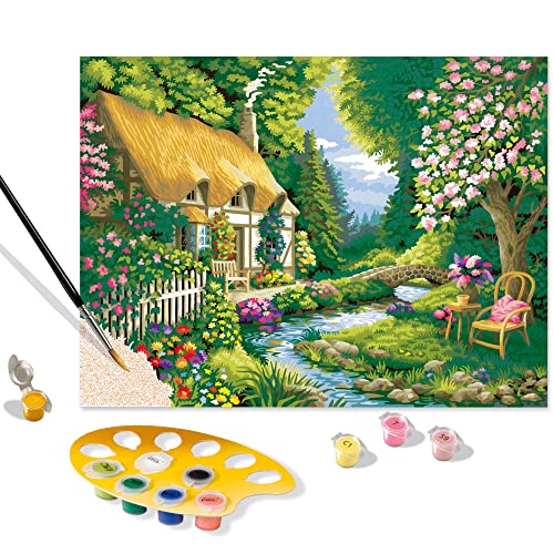 Ravensburger CreArt River Cottage Paint by Numbers Kit for Adults - Painting Arts and Crafts for Ages 14 and Up