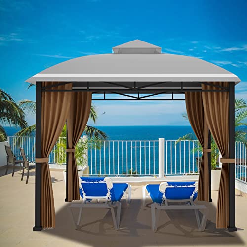 Tumjay Gazebo Privacy Curtain Universal Replacement 10’x12’ Gazebo Curtains Waterproof Outdoor Privacy Gazebo Side Wall Patio Canopy Privacy Shade Outside Sidewalls 1 Panel with Zipper(Brown)