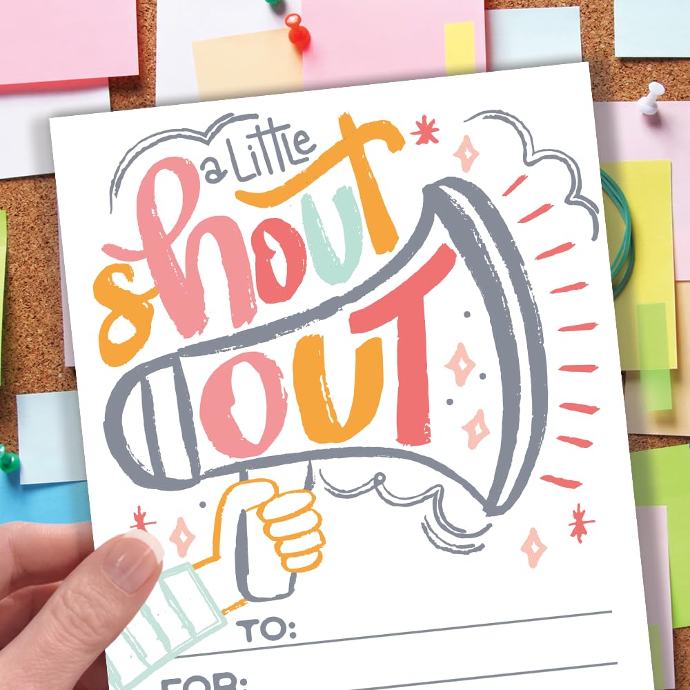Fun Shout Out Cards For Employees, Office Staff, Teachers and Students - Appreciation and Recognition Reward Cards For School or Work Bulletin Board (50 Count)