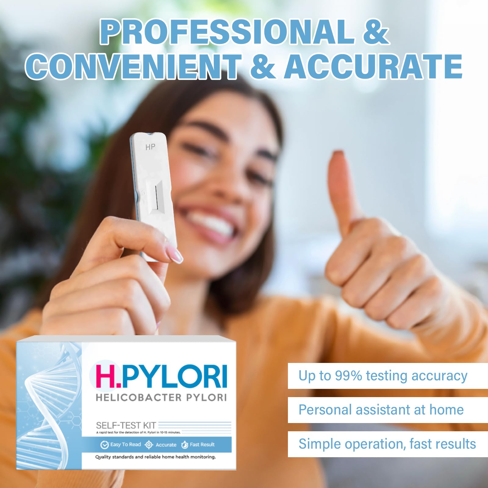 HANASCAR H Pylori Test Kit, Helicobacter Pylori Test Kits at Home, 99.5% Accuracy, Results in 10-15 Minutes, Easy to Use