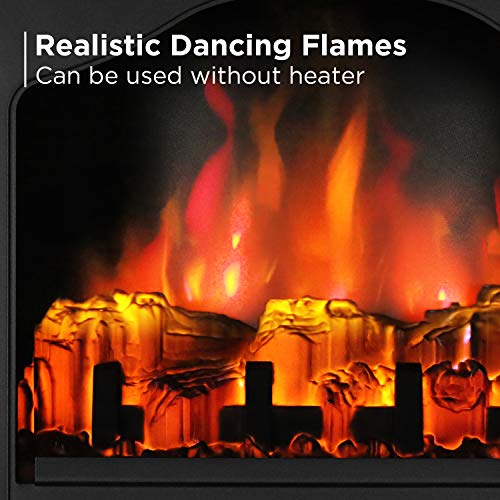 TURBRO Suburbs TS23 Electric Fireplace Heater, 23β FREESTANDING Fireplace Stove with Realistic Adjustable Flame Effect - CSA Certified - OVERHEATING Safety Protection - Remote Control - 1400W, Black