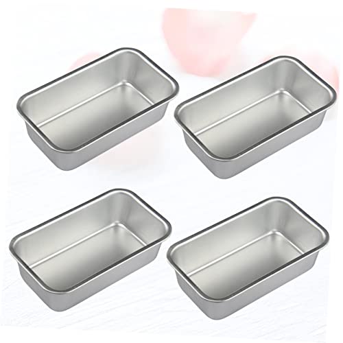 Hemoton 4pcs French Toast Toaster Oven Tray Mini Cake Molds Bread Pan with Lid Baking Pans Cake Tin Kitchen Supplies Household Baking Plate Self Made Small Bread Cake Mold Brownie Silver