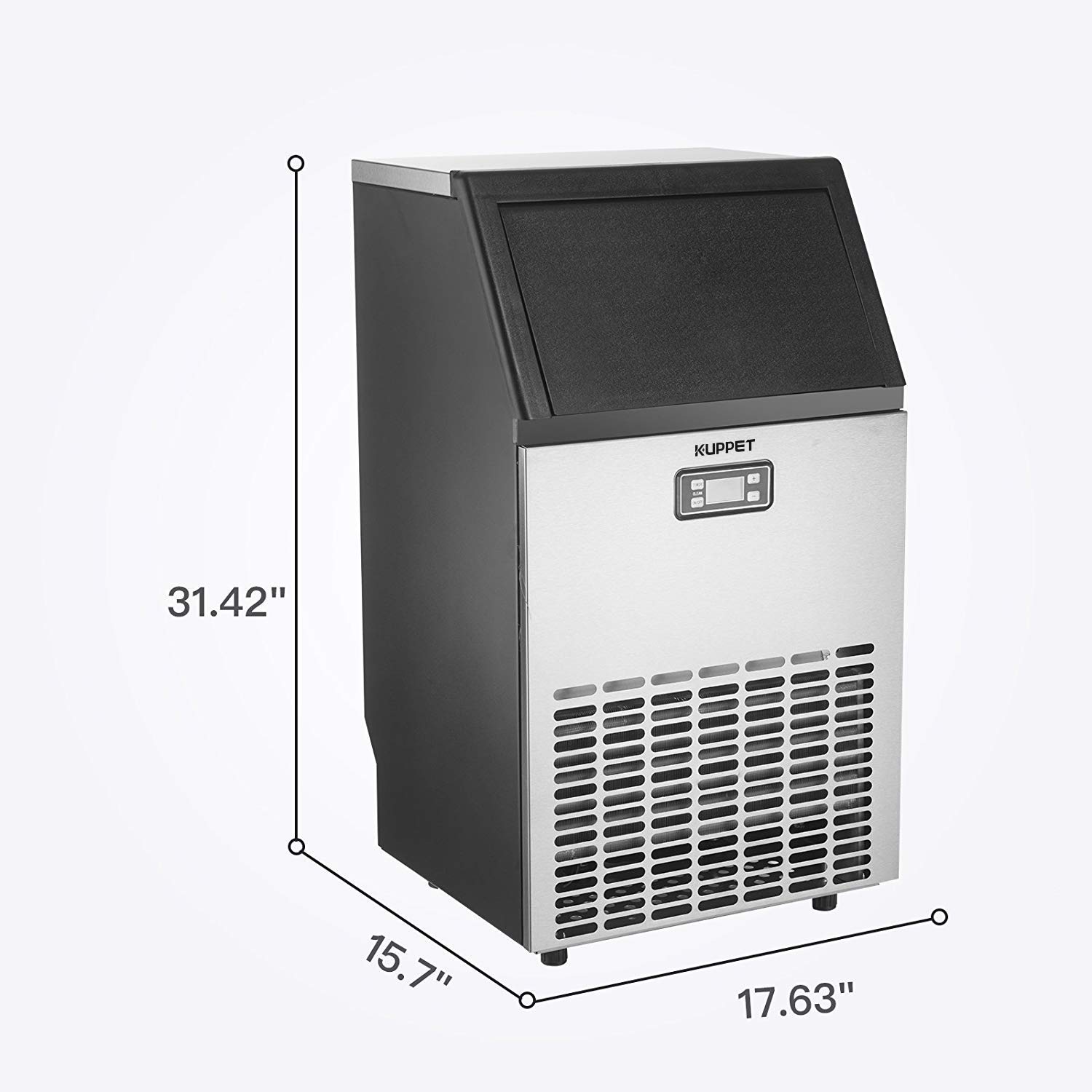 KUPPET Stainless Steel Commercial Ice Maker-Under Counter/Freestanding Automatic Ice Machine for Restaurant Bar Cafe, Products 100lbs Daily-w/Scoop, Ice Basket, Timer & Auto Clean
