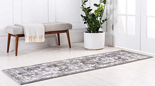 Unique Loom Sofia Collection Area Rug - Salle Garnier (3' 3" x 19' 8" Runner, Gray/ Ivory)