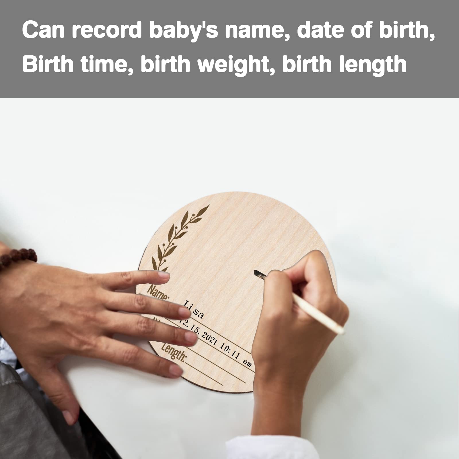 Mayyi Newborn Birth Announcement Sign,Personalized Baby Announcement,Custom Engraved Wooden Baby