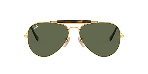 Ray-Ban RB3029 Outdoorsman II Aviator Sunglasses, Gold/G-15 Green, 62 mm