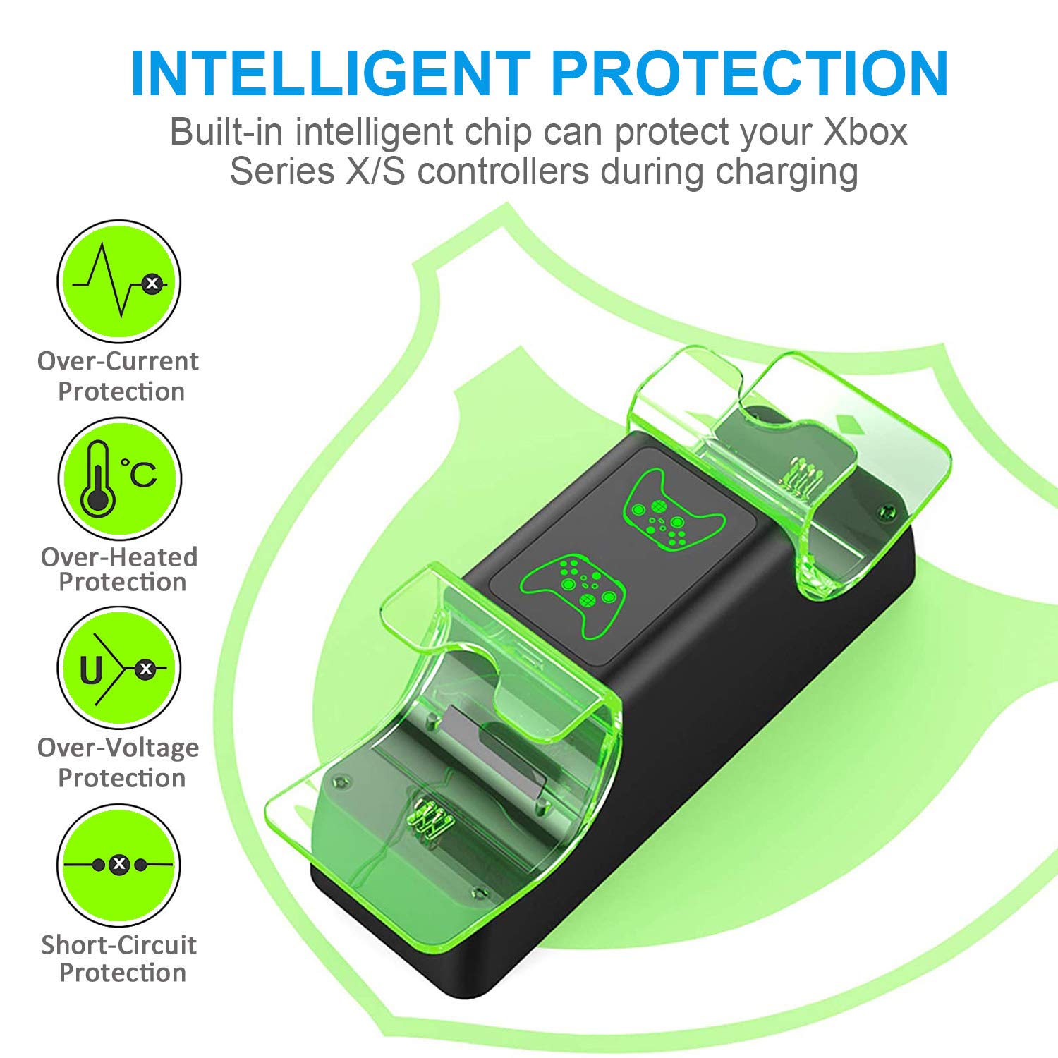 Controller Battery Pack Rechargeable for Xbox Series S/X, LETPLY Dual Controller Charging Station Dock for Xbox Series S/X with 2 Pack 1000mAh Rechargeable Batteries for Xbox Series S/X Controllers