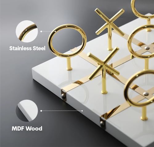 Deluxe Edition Tic Tac Toe Board Game for Family Night, Unique, Living Room Office Decor, Handmade with Wood and Steel