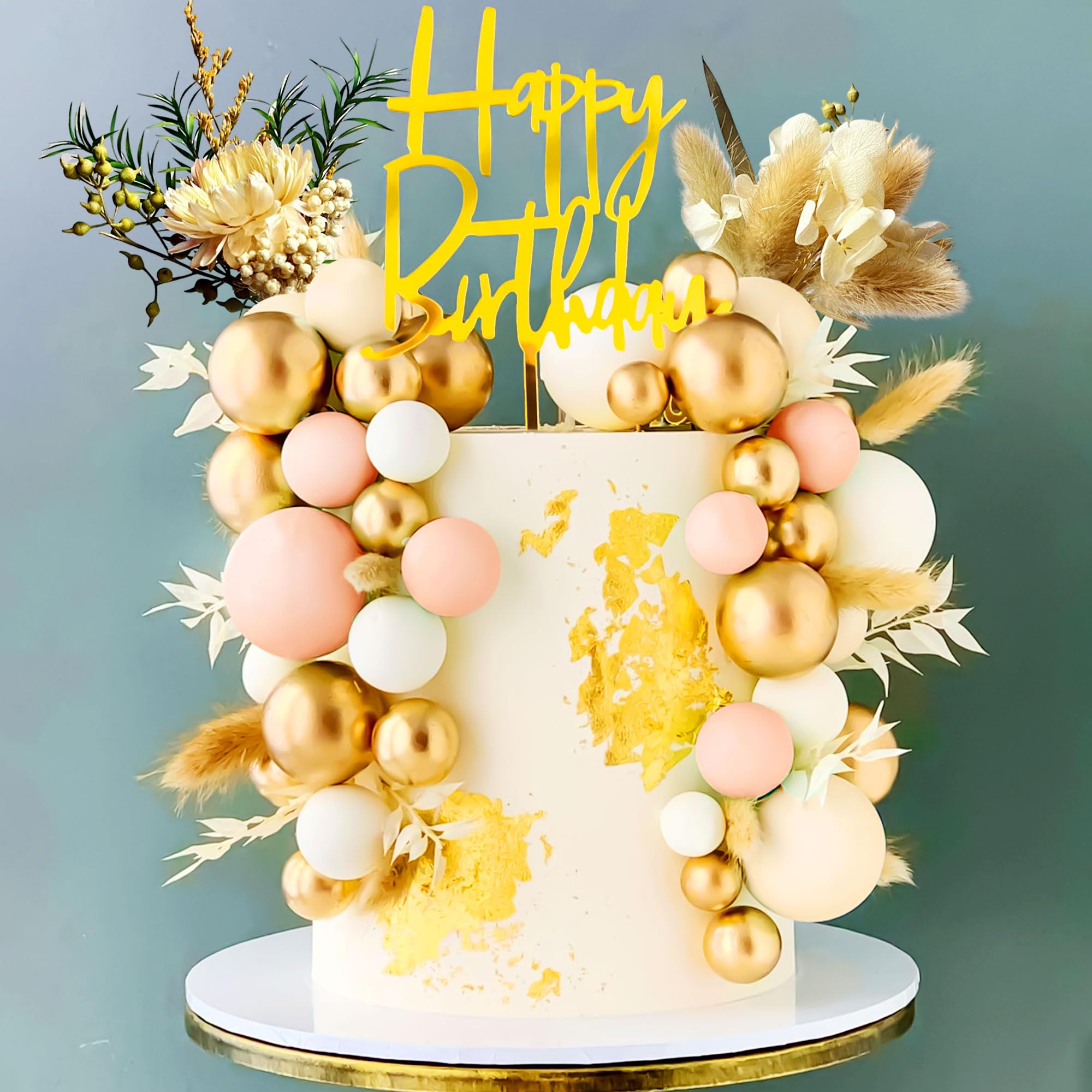 JeVenis Natural Boho Cake Topper Boho Cake Decorations Cake Flowers Decorations Floral Cake Topper for Baby Shower Wedding Bridal Birthday Party Supplies