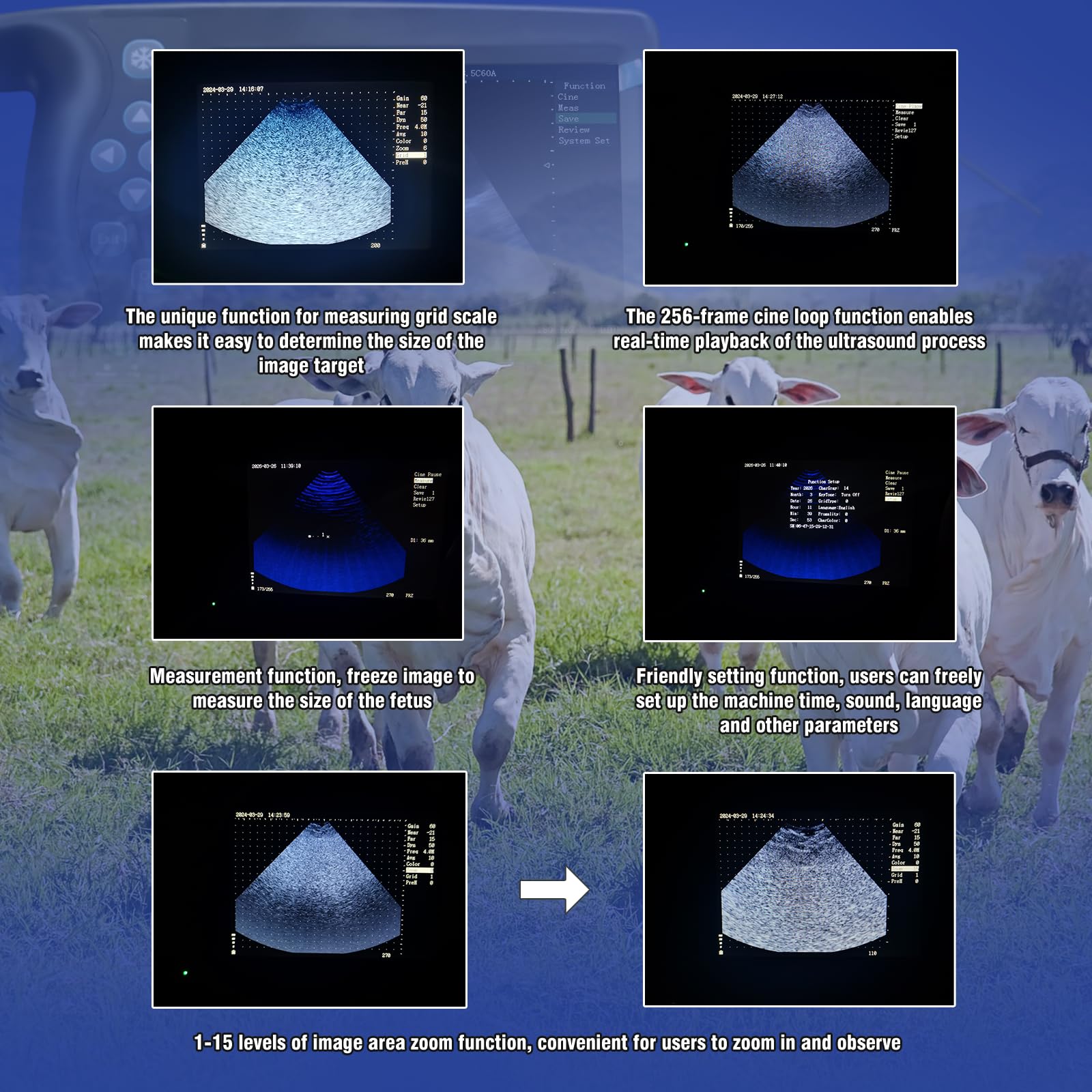 M6 Portable Veterinary Ultrasound Scanner 5.7" LED Display for Pregnancy Pig Sheep Goat Use Only Vet Handheld Scanner with Mechanical Probe