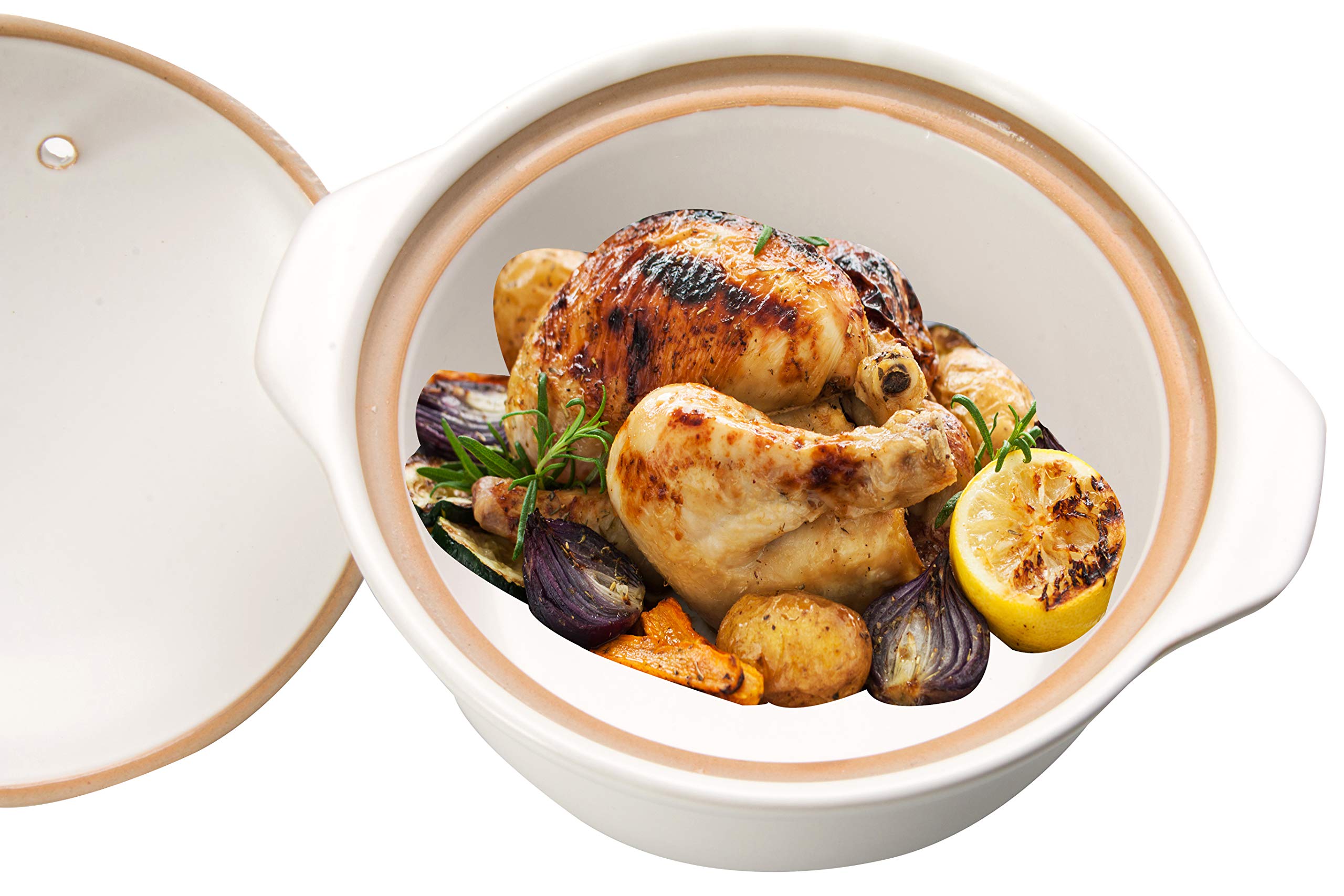 Uniware® Heavy Duty Heat Proof Ceramic Pot, White, (1.25 Liter (7.5"D X 3.5"H / (19cm D x 9cm H))