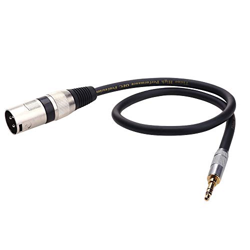 tisino 3.5mm to XLR Cable Unbalanced Mini Jack 1/8 inch to XLR Male Adapter Microphone Cord - 10ft/3m