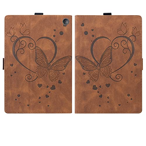 Tablet PC Case Compatible with Kindle Fire 7 Tablet Case 2022 12th Butterfly Embossed Folding Stand Protective Cover Shockproof PU Leather Flip Case Card Slot Tablet PC Case Tablet Home (Color : Brow