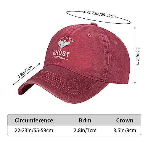 Id Rather Be Ghost Hunting Hat for Men Baseball Hat Cool Hats Red
