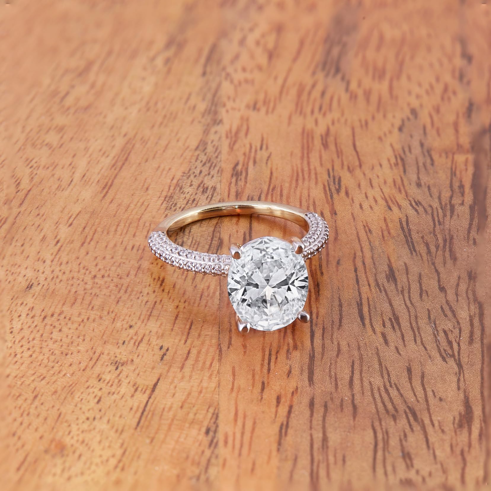 FRIENDLY DIAMONDS 2 Carat IGI Certified Oval Shape Lab Grown Diamond Ring | 14K Or 18K White, Yellow Or Rose Gold | Grace Micro Pave Eternity Diamond Ring | FG-VS1-VS2 Quality