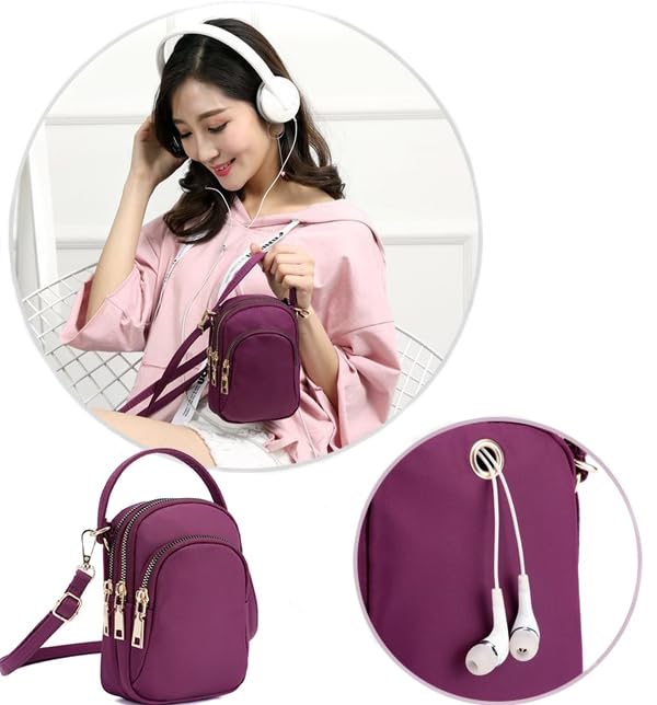 Toniker Nylon Multi-Pockets Small Crossbody Bags Cell Phone Purse Smartphone Wallet for Women with Handy Carry