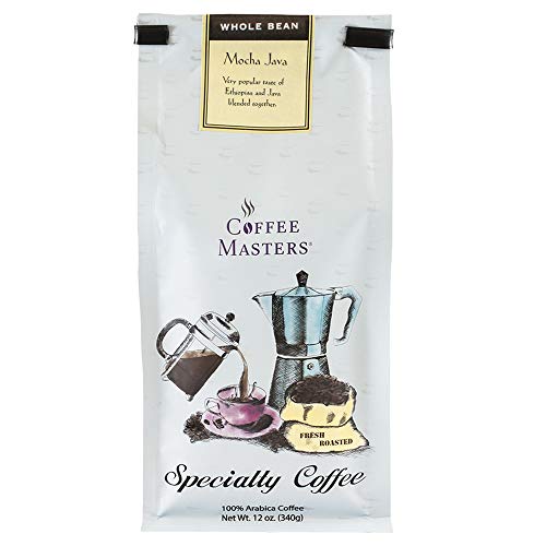Coffee Masters Gourmet Coffee, Mocha Java Harrar, Whole Bean, 12-Ounce Bags (Pack of 4)