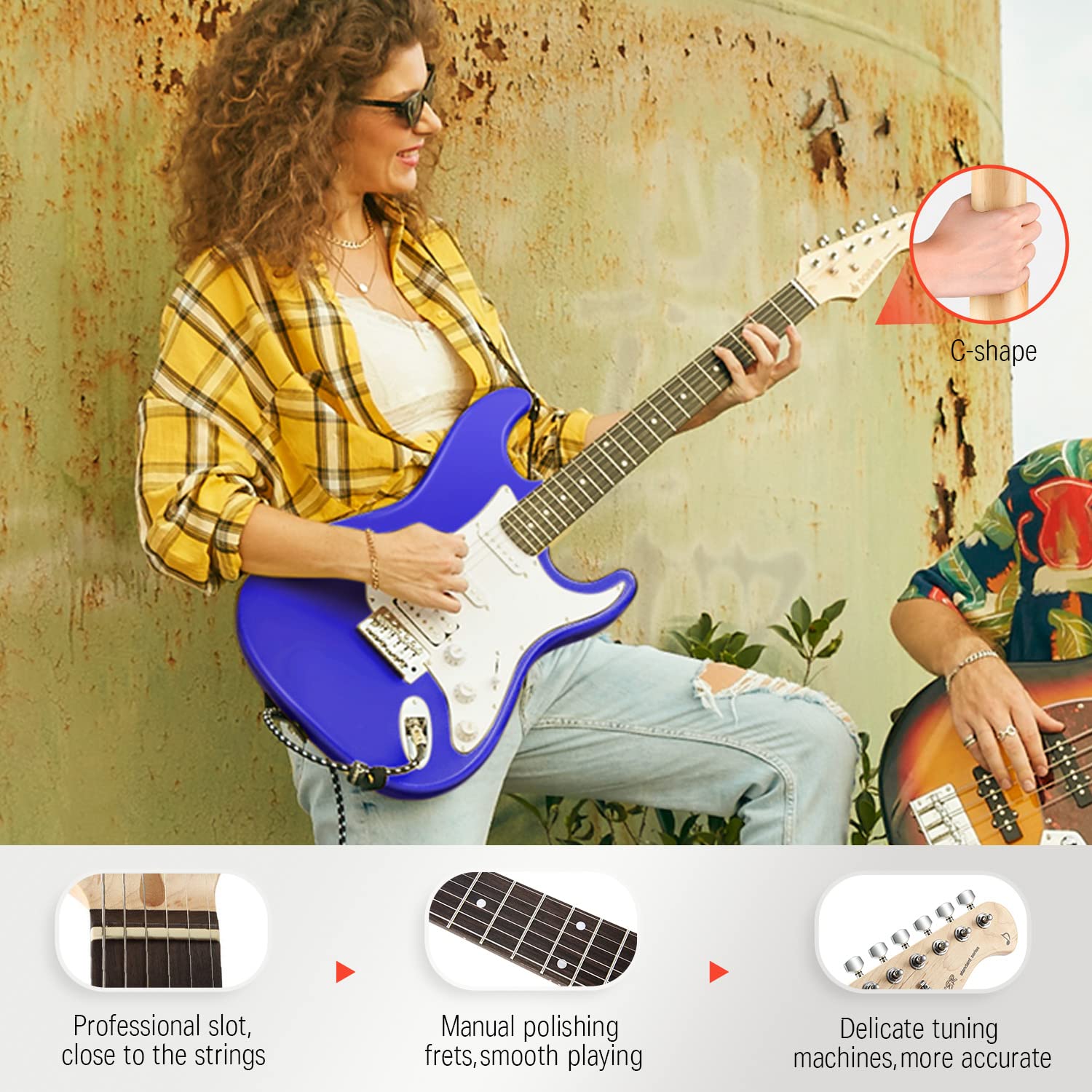 Donner DST-100L 39 Inch Electric Guitar Beginner Kit + Wah Guitar Pedal