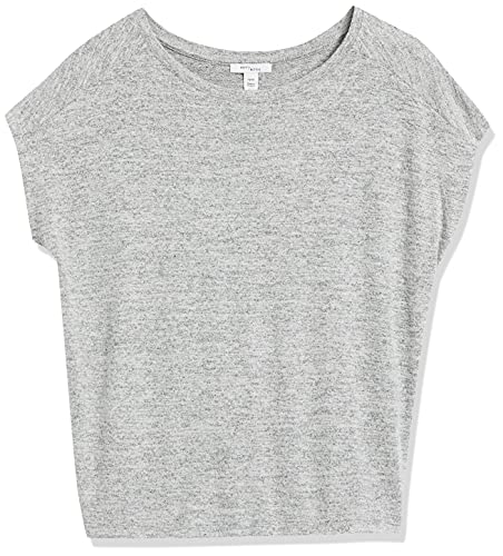 Daily Ritual Women's Cozy Knit Dolman Short-Sleeve Tie-Back Shirt, Heather Grey, X-Large